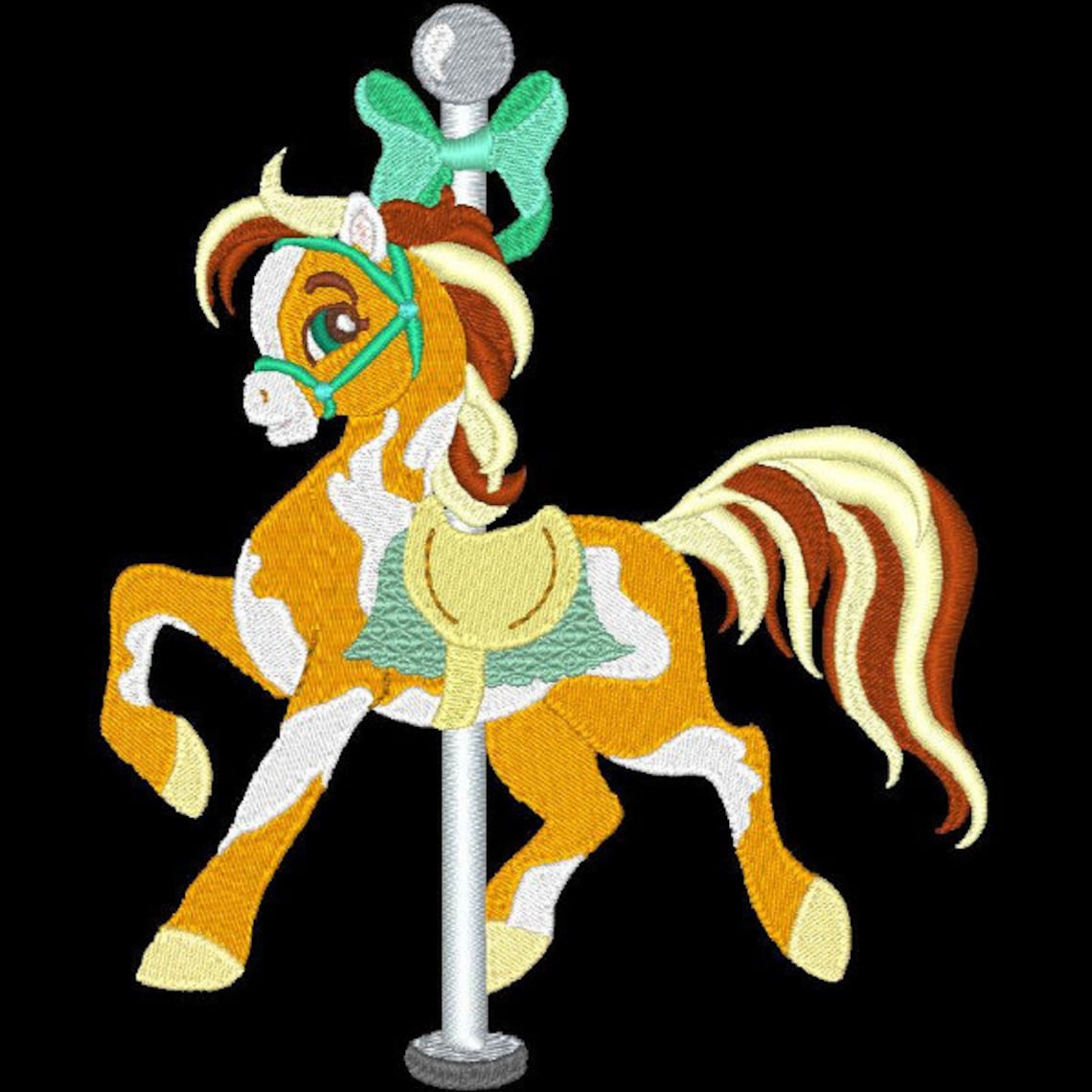 FANCY CAROUSEL HORSES 9 1 Machine Embroidery Design Instant | Etsy