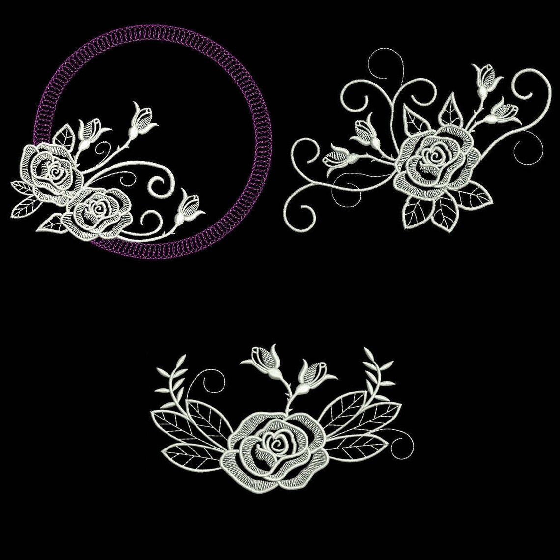 WHITE ROSE (4 INCH Size) - 10 Machine Embroidery Designs Instant ...