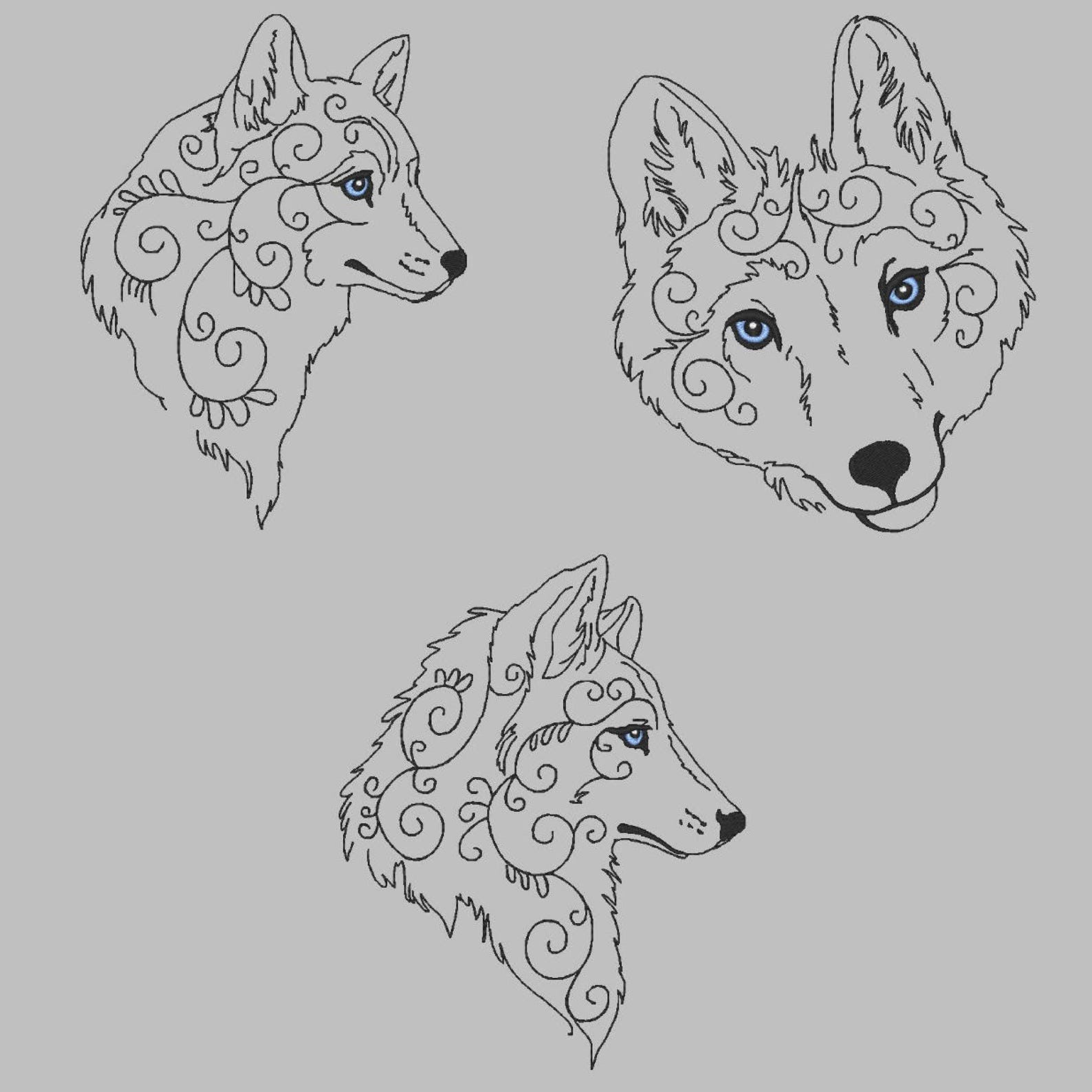 BEAUTIFUL HUSKIES 4inch 10 Machine Embroidery Designs Instant Download ...