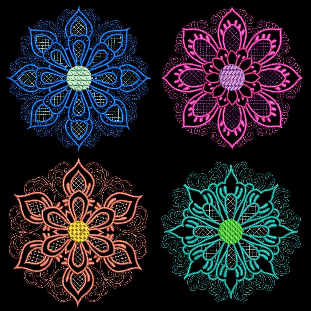 BLOOMING MEDALLIONS (6inch) - 12 Machine Embroidery Designs Instant ...