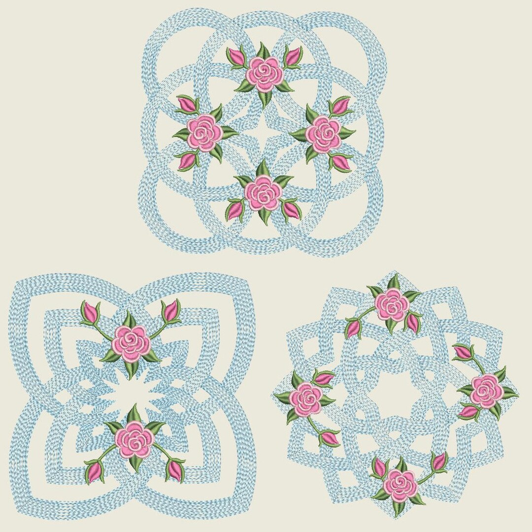CELTIC ROSE BLOCKS (6inch) - 10 Machine Embroidery Designs Instant ...