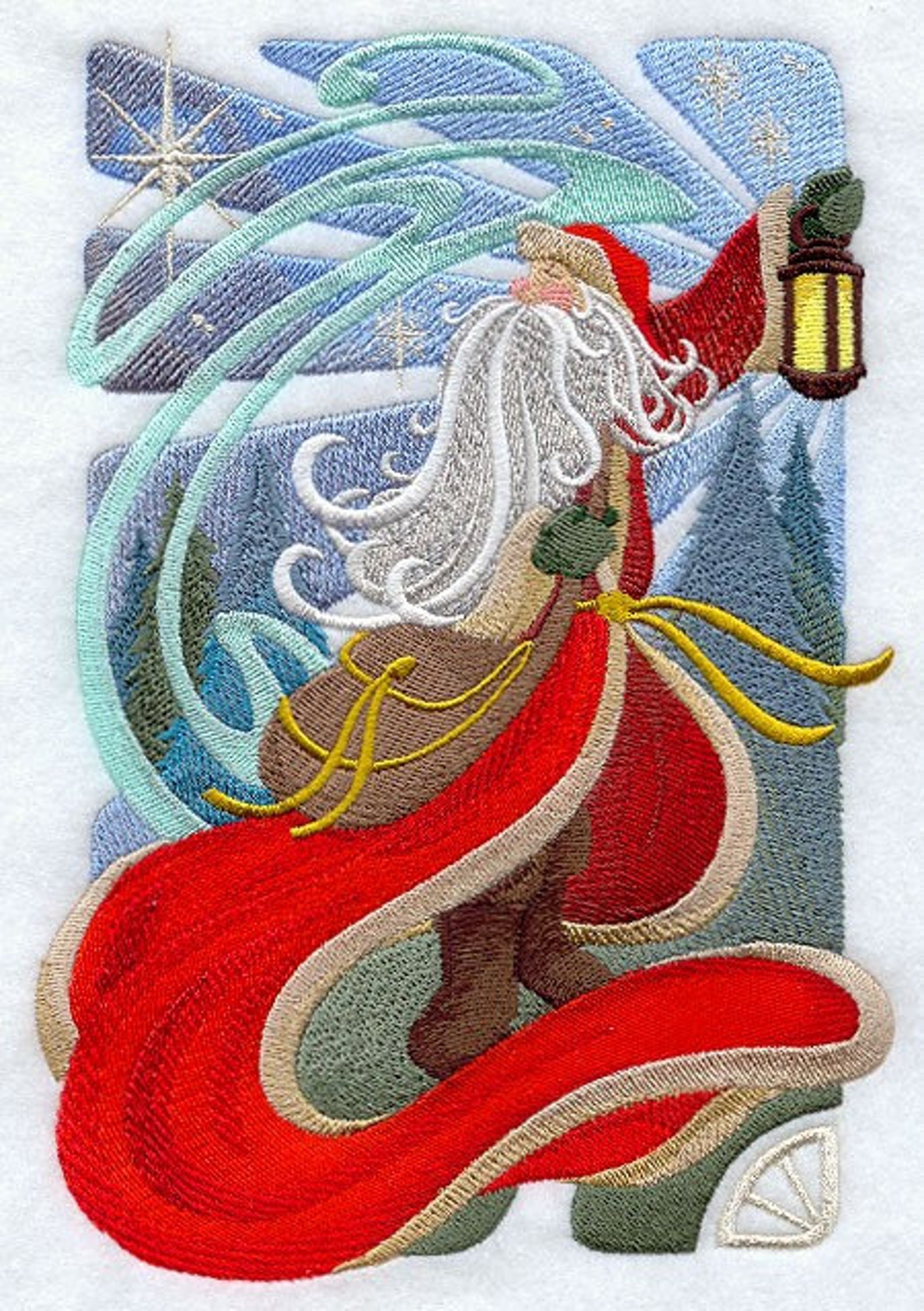 Art NOUVEAU SANTA CLAUS Machine Embroidery Quilt Block - Etsy