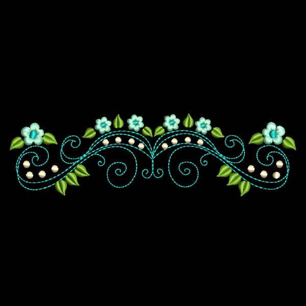 CURLY FLOWER BORDERS 4inch 10 Machine Embroidery Designs | Etsy