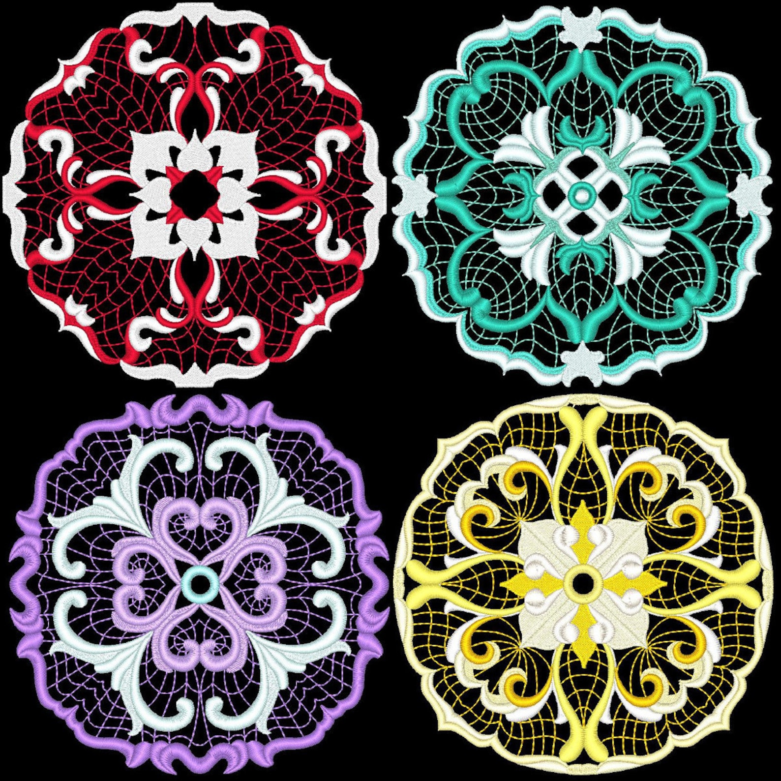 FANCY CIRCLES 5inch 10 Machine Embroidery Designs Instant | Etsy