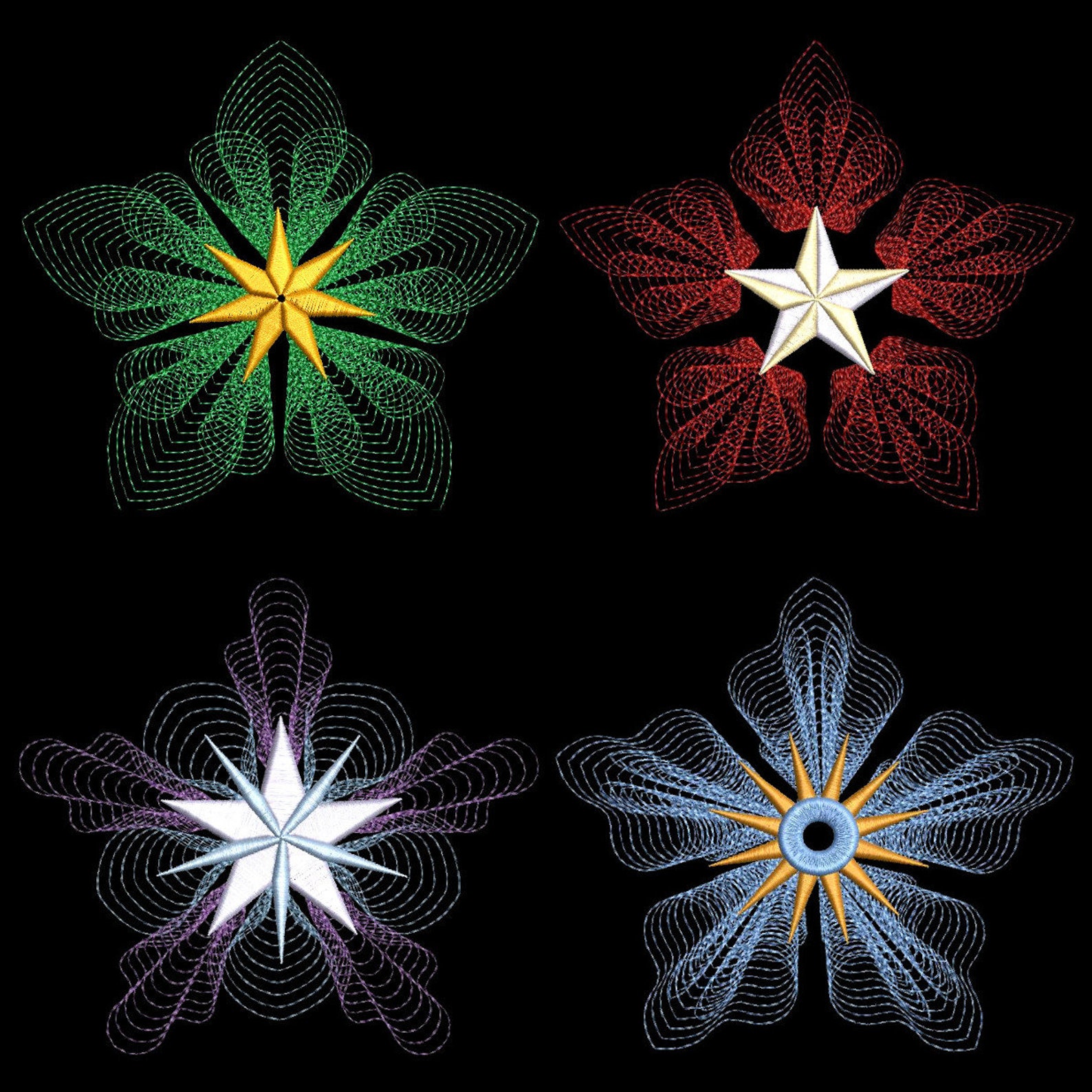 RIPPLE STARS 6inch 12 Machine Embroidery Designs Instant - Etsy