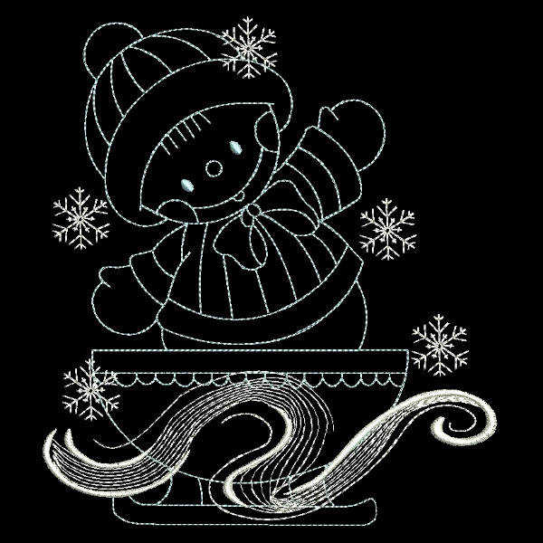 BLUEWORK SNOWMAN SLEDS 4 Inch 10 Machine Embroidery Designs | Etsy