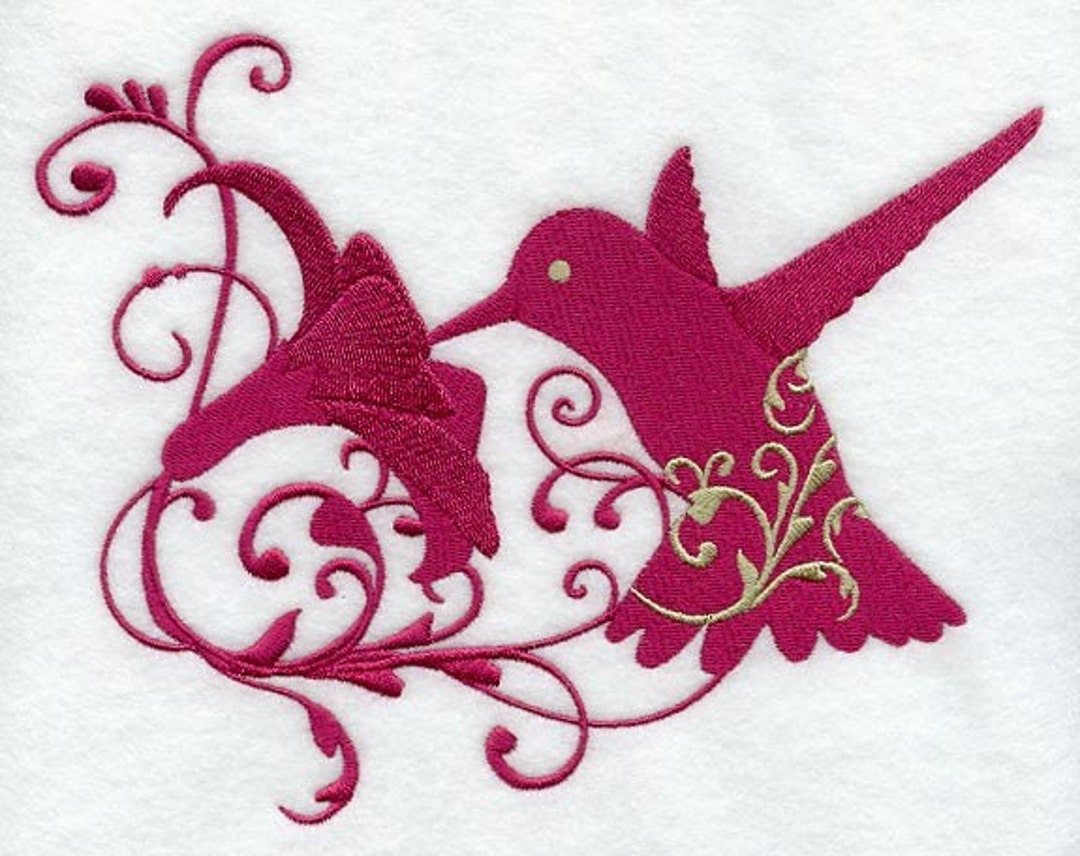 HUMMINGBIRD FILIGREE large Machine Embroidered Quilt Block AZEB - Etsy