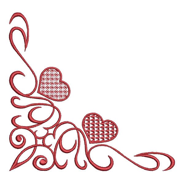 HEART CORNERS 4inch 10 Machine Embroidery Designs Instant | Etsy