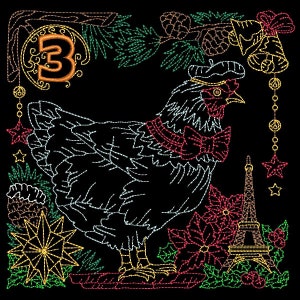 12 DAYS OF CHRISTMAS (6inch) - 12 Machine Embroidery Designs Instant ...