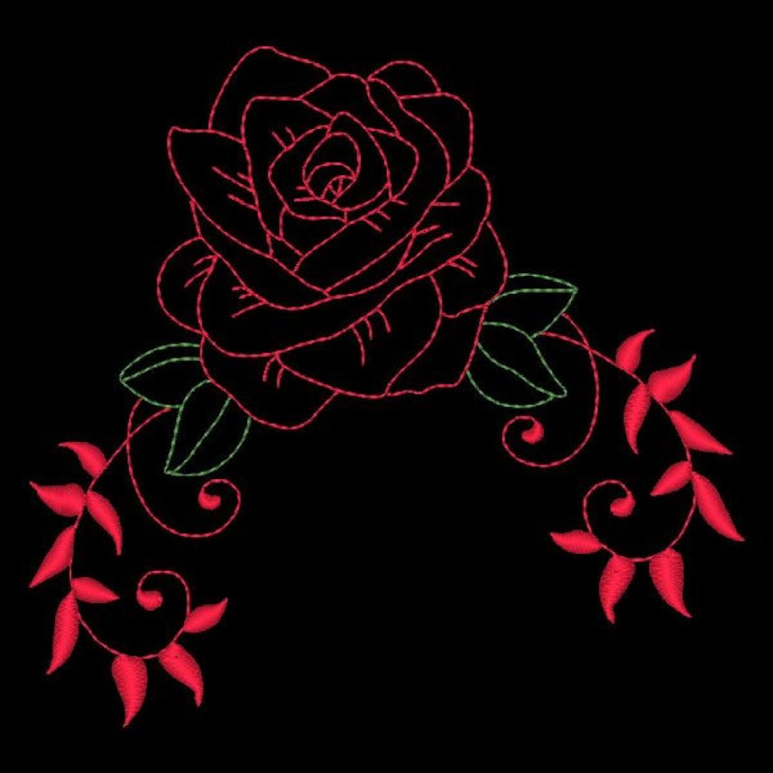 BEAUTIFUL REDWORK ROSES 4inch 10 Machine Embroidery | Etsy