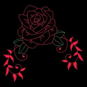 BEAUTIFUL REDWORK ROSES (4inch) - 10 Machine Embroidery Designs Instant ...