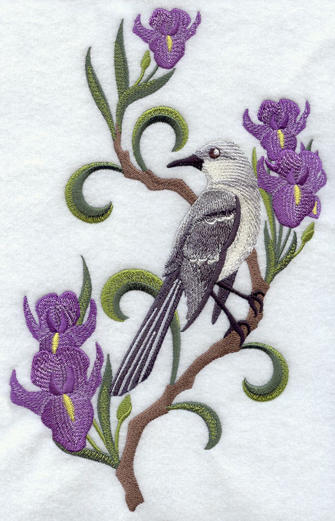 TENNESSEE MOCKINGBIRD & IRIS Medley - Machine Embroidery Quilt Block ...