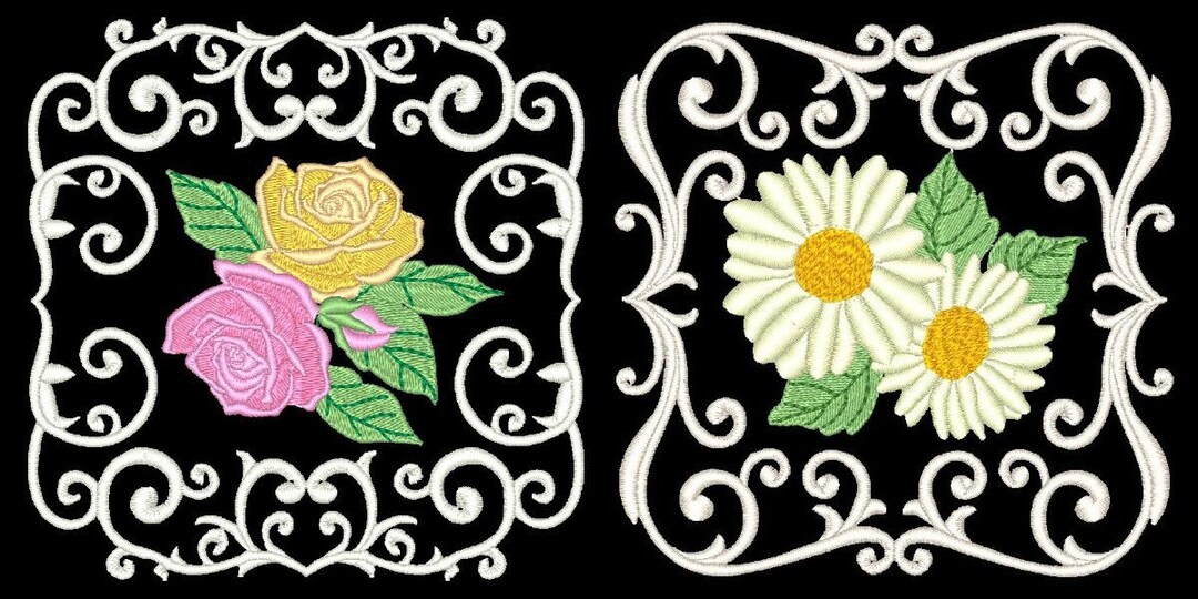 SCROLLWORK FLOWER BLOCKS - 20 Machine Embroidery Designs Instant ...