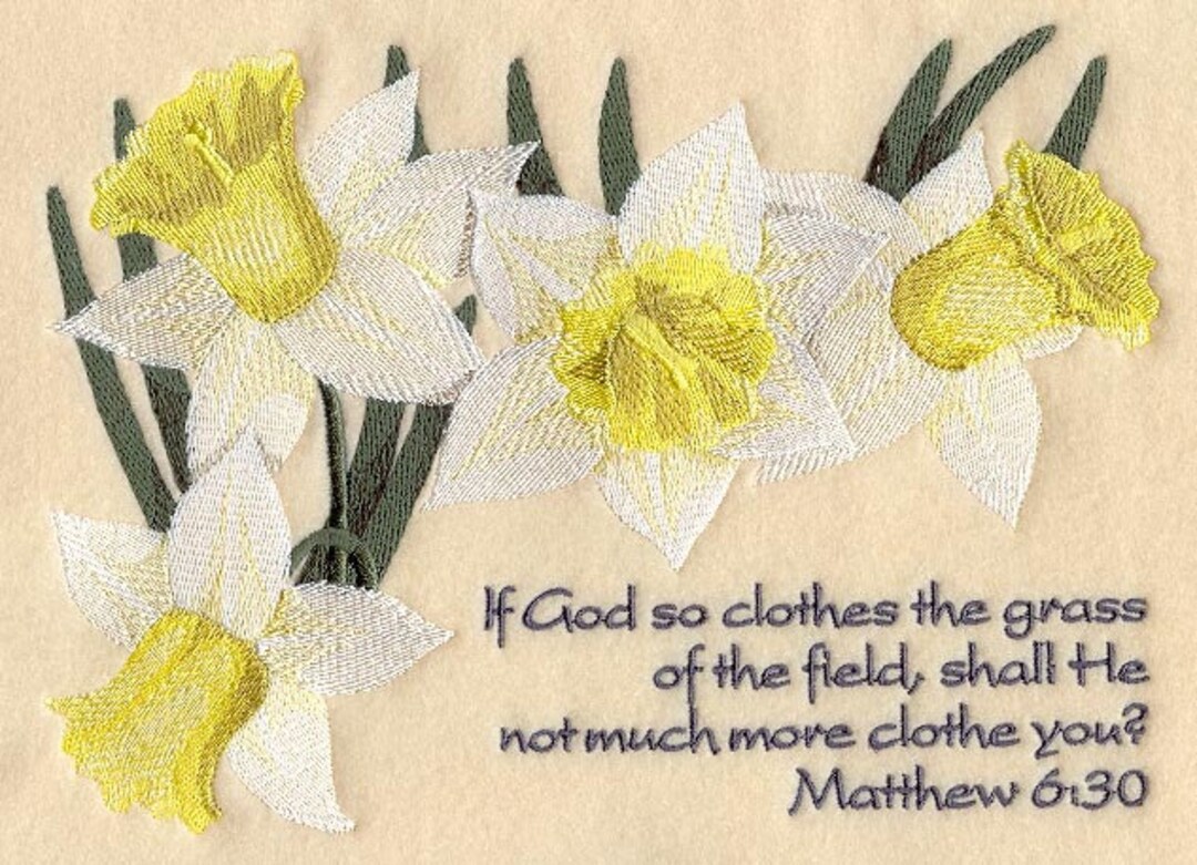 FLOWERS of the Bible -GODS CLOTHES the Grass - Machine Embroidered ...