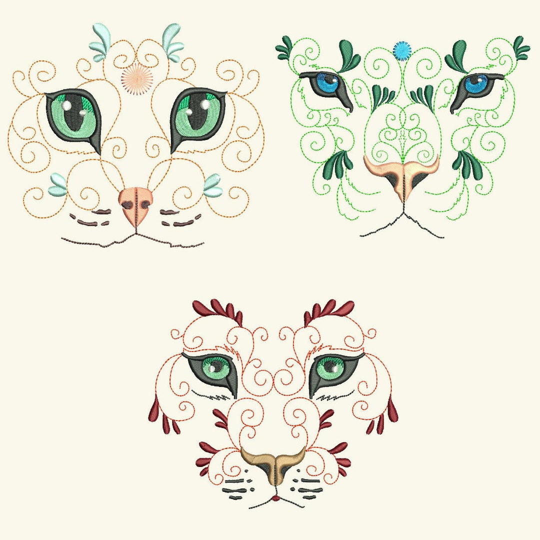 WILD CAT FANCY (5inch) - 10 Machine Embroidery Designs Instant Download ...