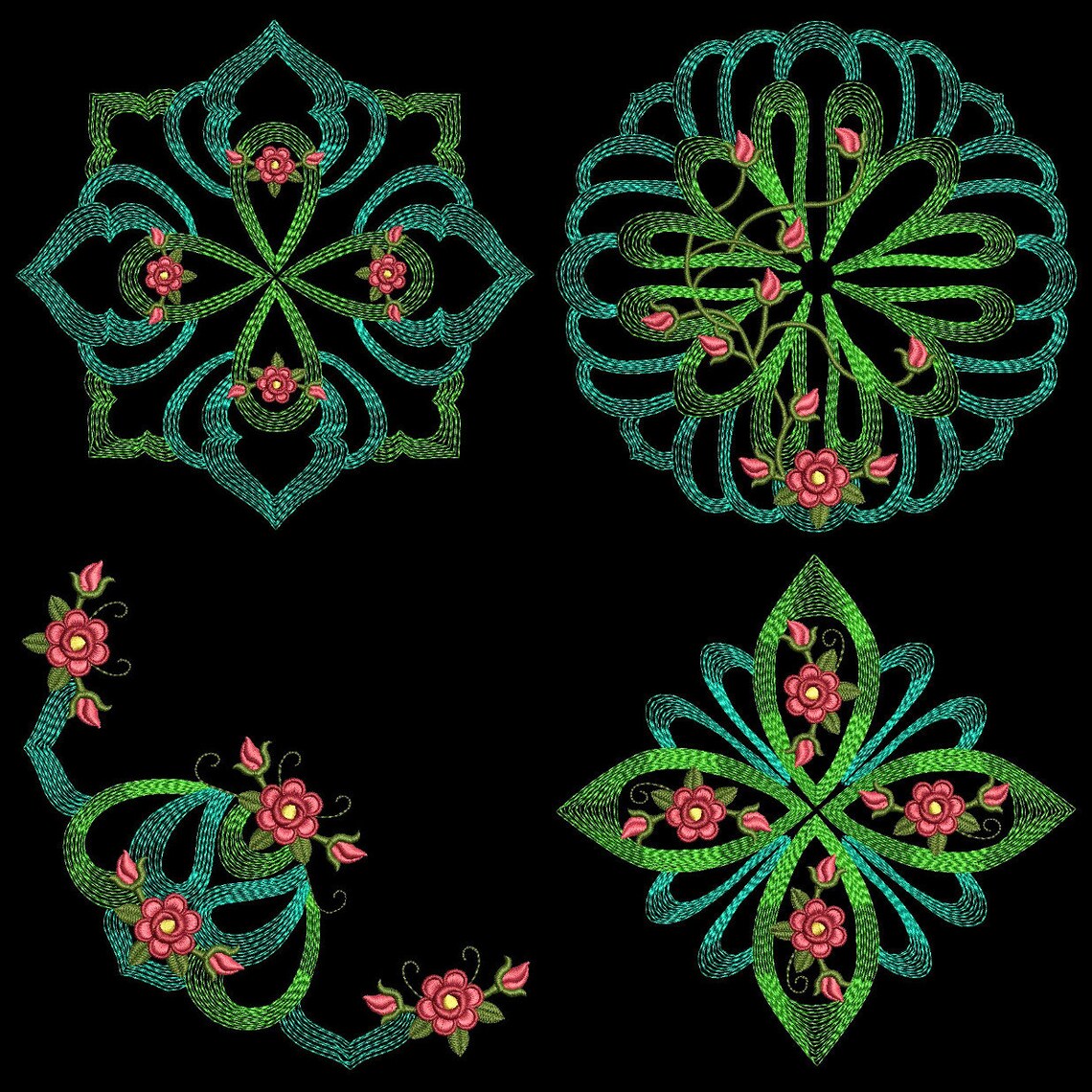 RIPPLED ROSE BLOCKS 4inch 12 Machine Embroidery Designs - Etsy