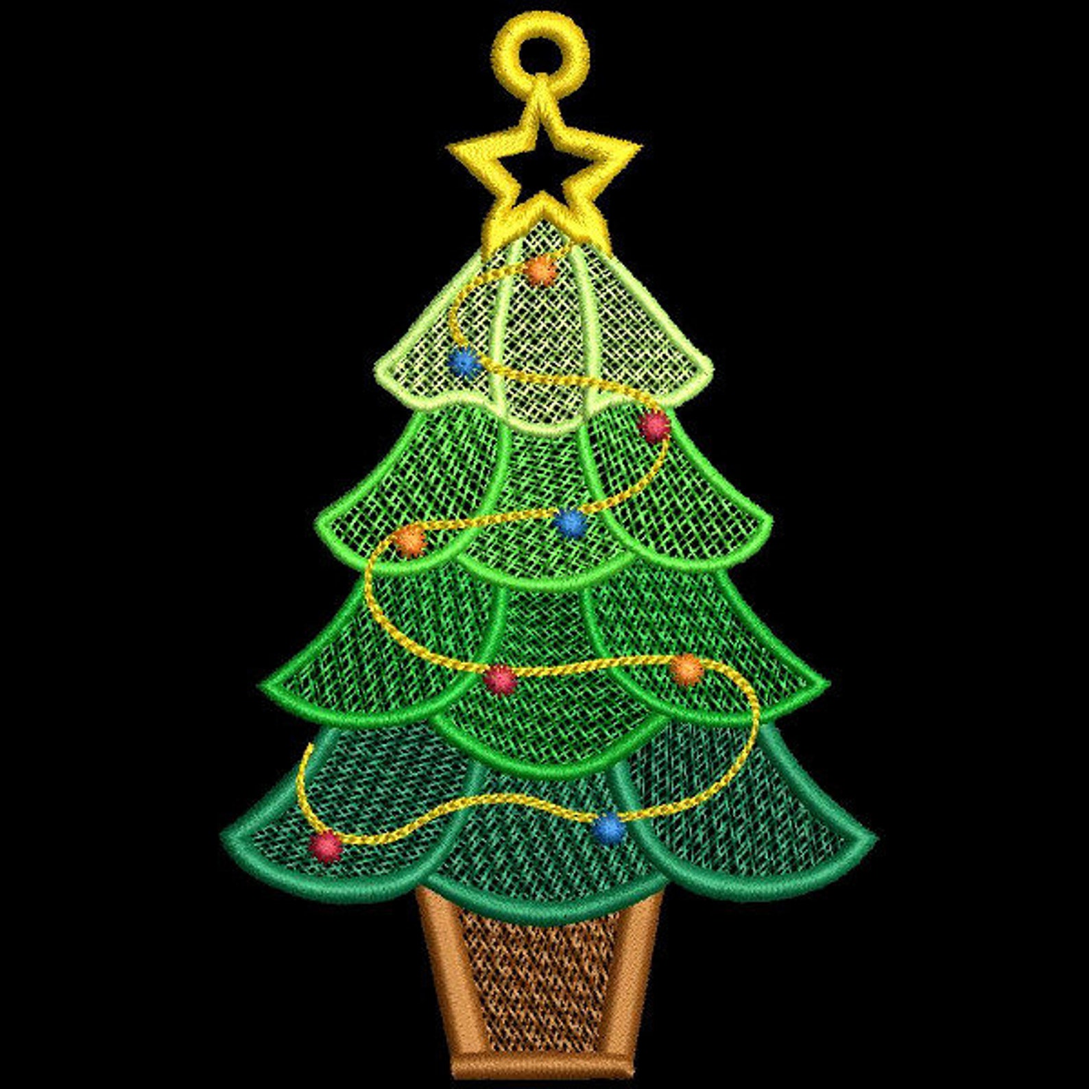 FSL CHRISTMAS TREES (5 Inch)- 10 Machine Embroidery Designs Instant ...