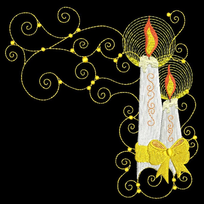 CURLY CANDLES 4inch 10 Machine Embroidery Designs Instant - Etsy