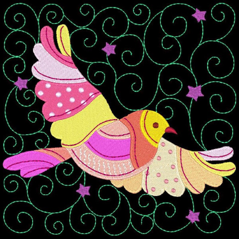 BEAUTIFUL PATCHEY DOVES (4inch) - 10 Machine Embroidery Designs Instant ...