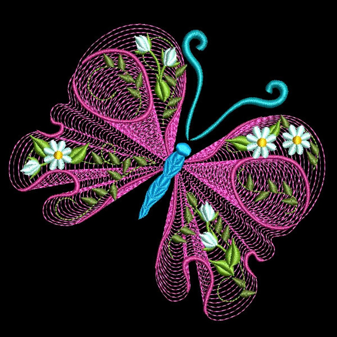 FLUTTERBY LUV #2 (5 Inch)- 10 Machine Embroidery Designs Instant ...