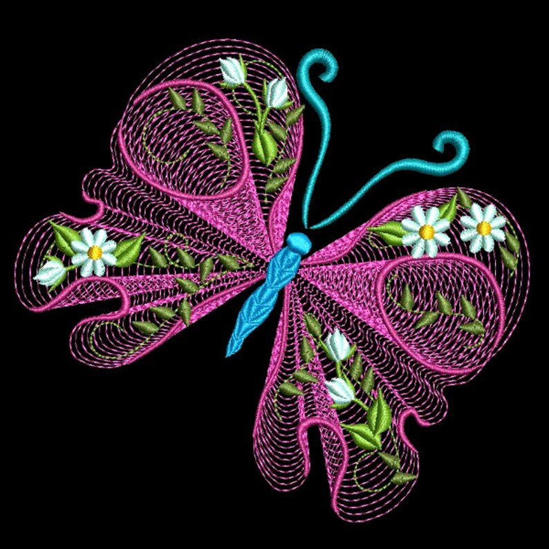 FLUTTERBY LUV #2 (5 Inch)- 10 Machine Embroidery Designs Instant ...