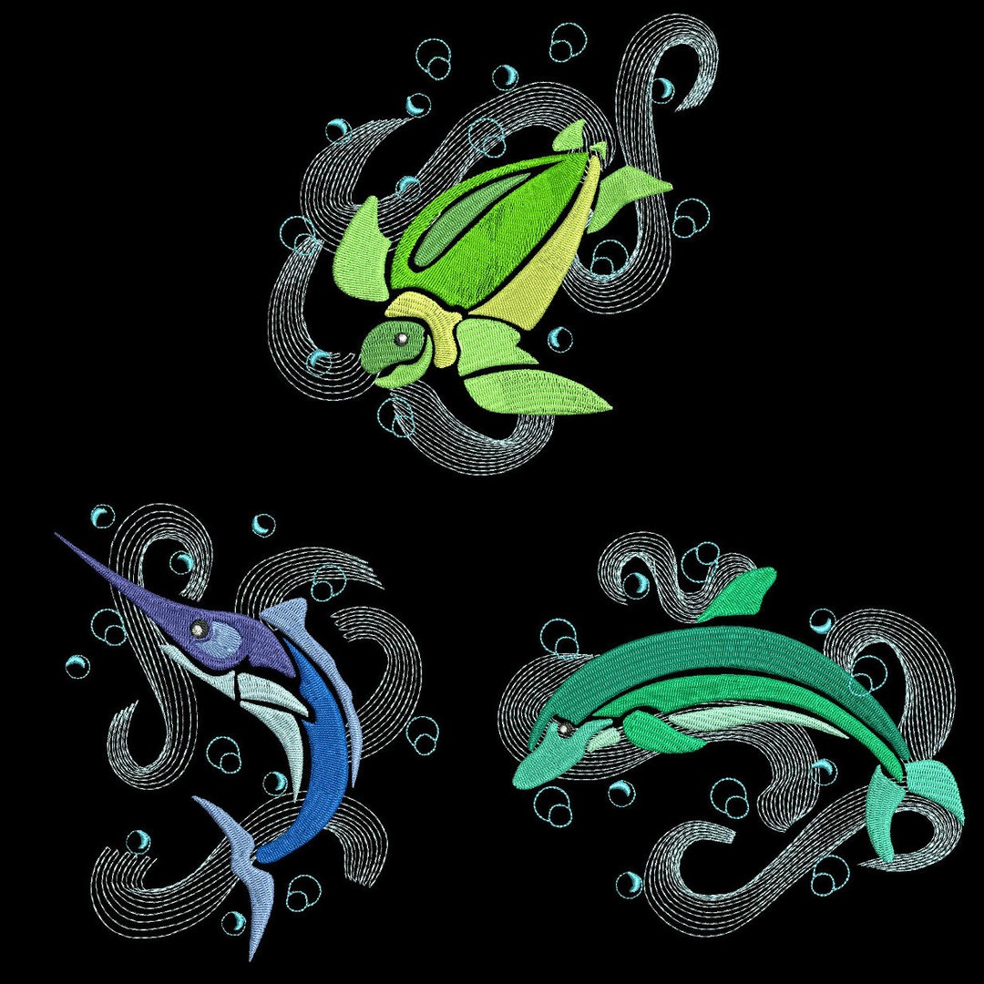 OCEAN FRIENDS 1 (5inch) - 10 Machine Embroidery Designs Instant ...