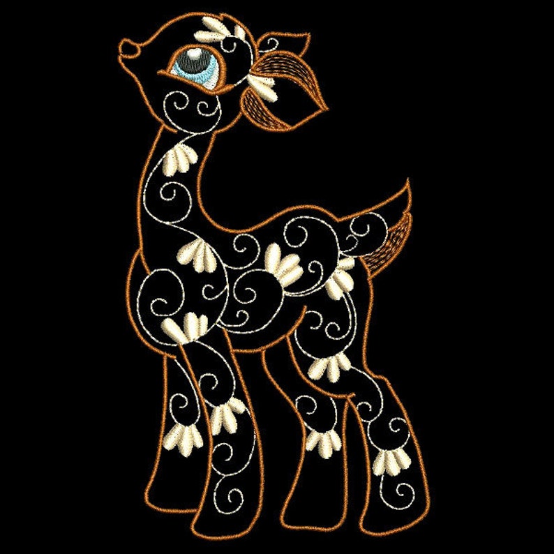 CURLY DEER (5inch) - 10 Machine Embroidery Designs Instant Download 5x5 ...