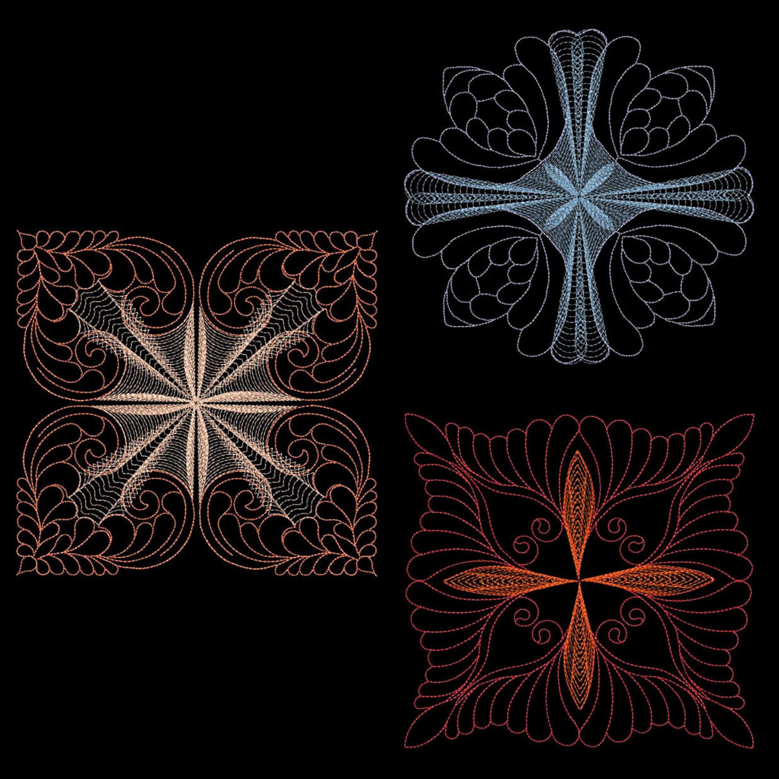 RIPPLE FEATHER QUILT Block 6inch 10 Machine Embroidery - Etsy