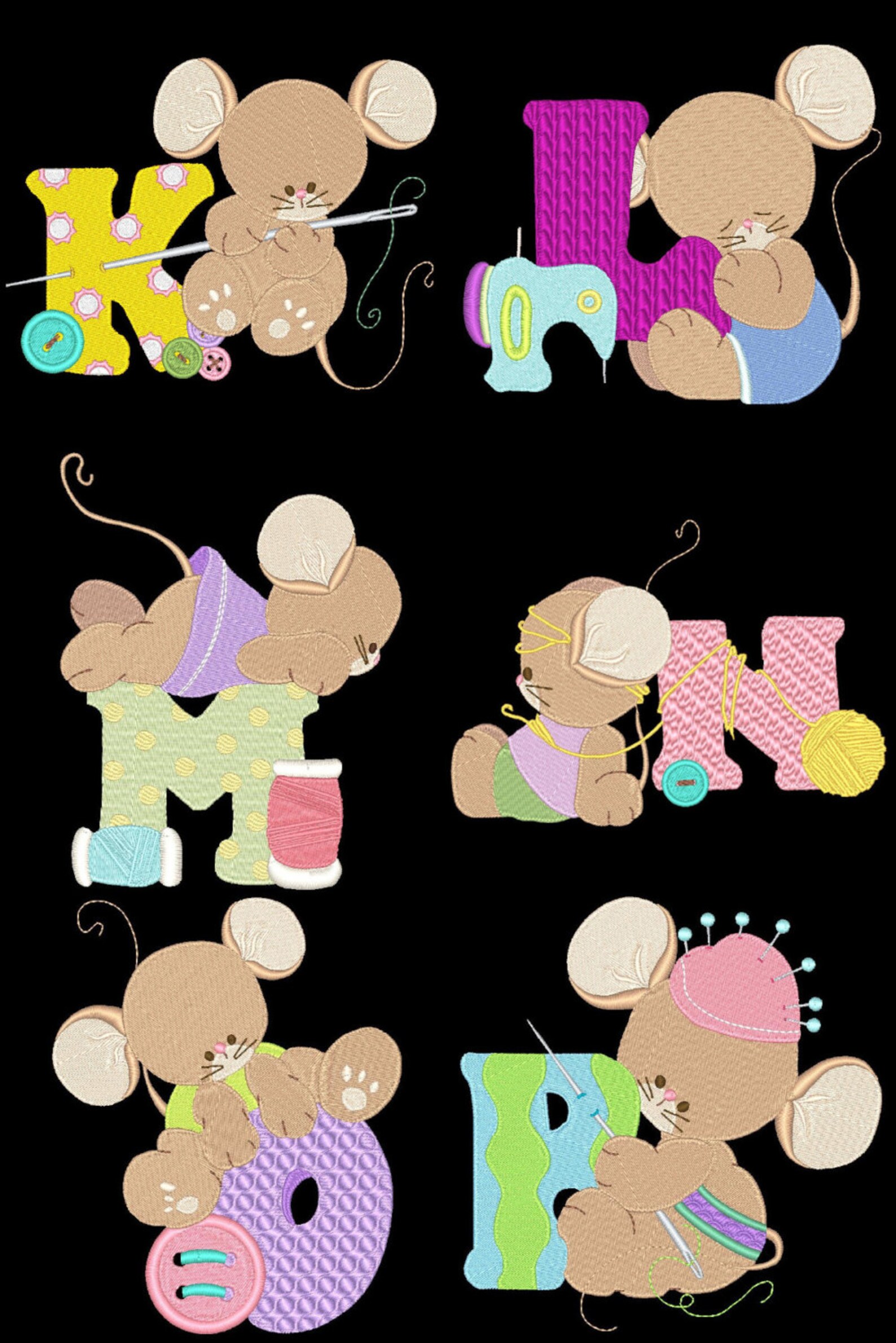 SEW SWEET MICE Alphabet 90 Machine Embroidery Designs - Etsy