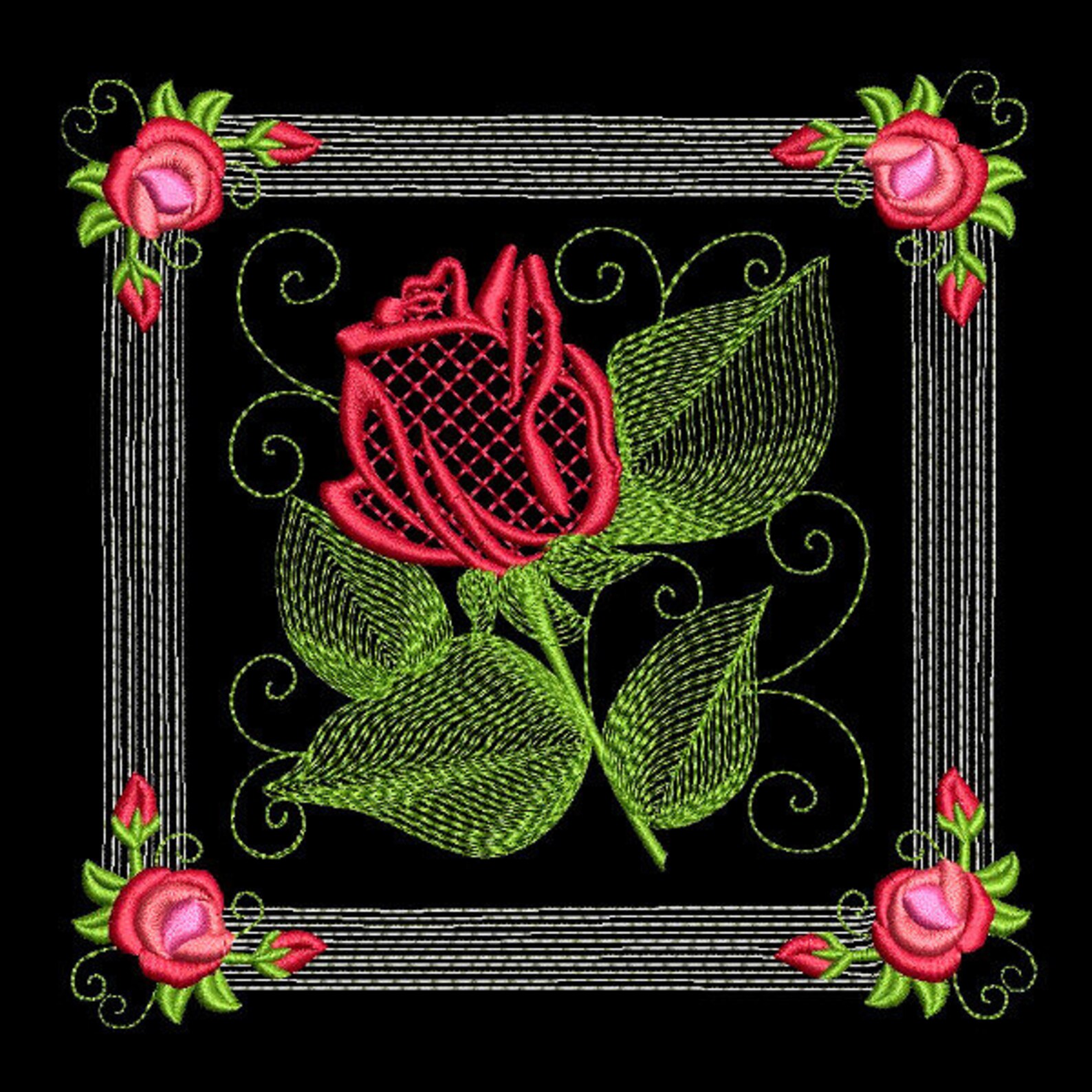 PRETTY ROSE BLOCKS 6inch 10 Machine Embroidery Designs | Etsy