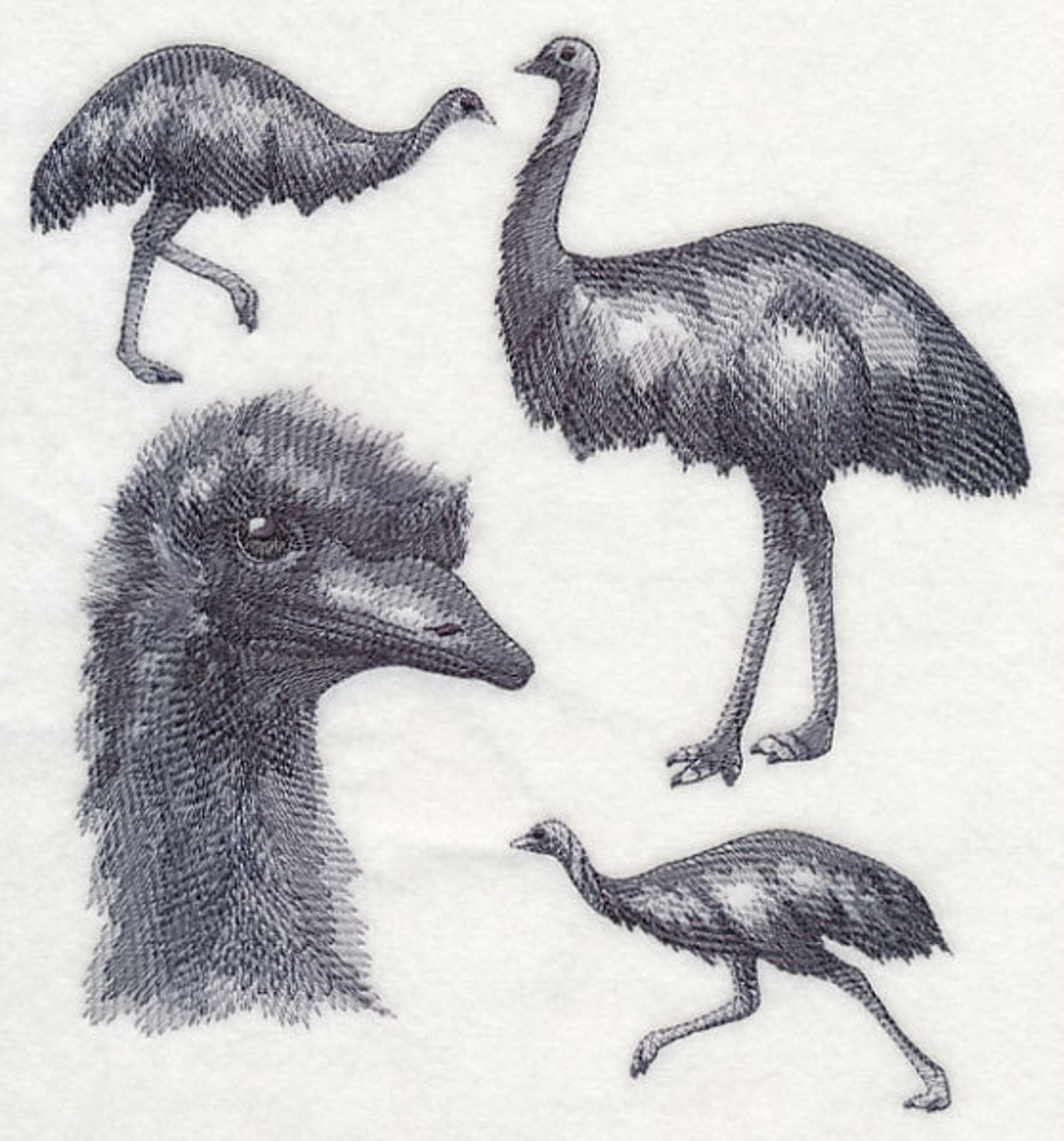 EMU SKETCH- Machine Embroidered Quilt Block (azeb) - Etsy