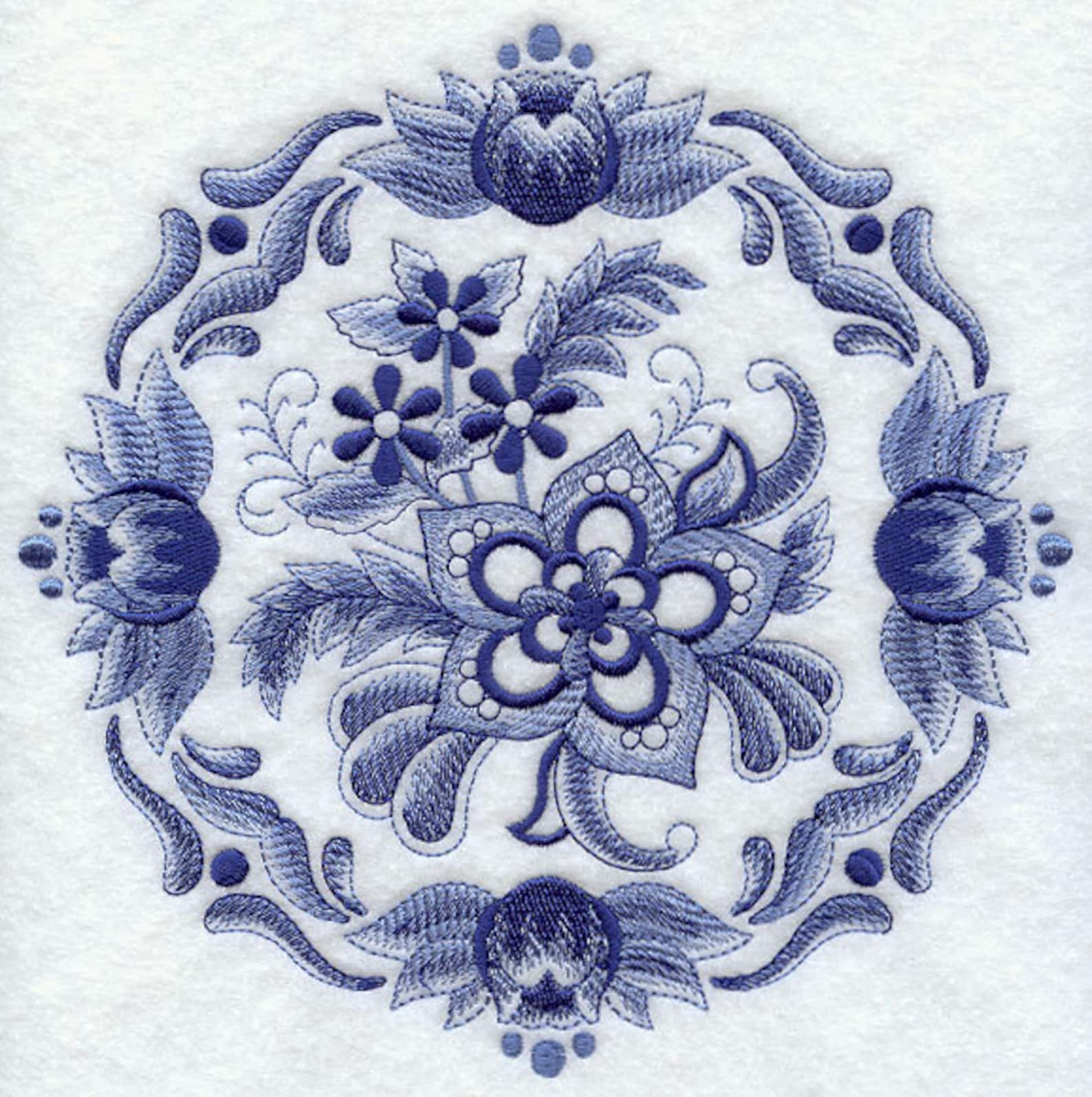 DELFT FLORAL MEDALLION 2 Machine Embroidery Quilt Blocks - Etsy