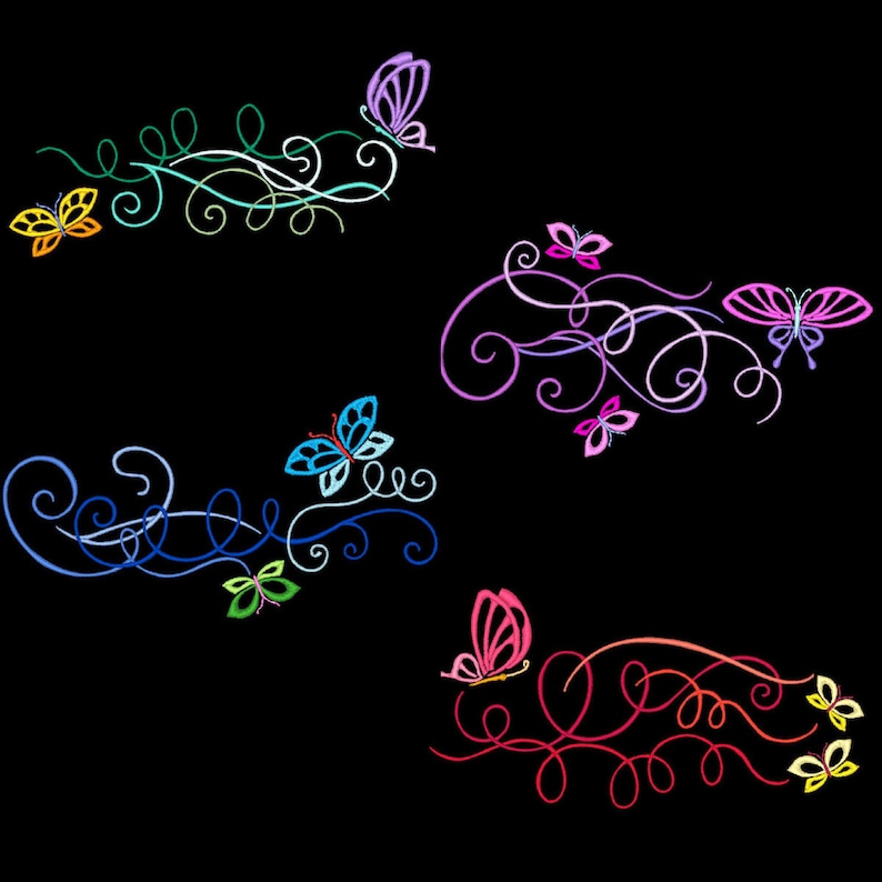 FLUTTERBY BORDERS 6inch 10 Machine Embroidery Designs - Etsy