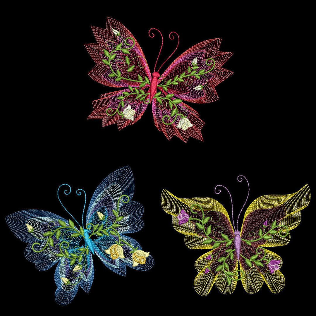 FLUTTERBY LUV #3 (6 Inch Size) Pack- 10 Machine Embroidery Designs ...