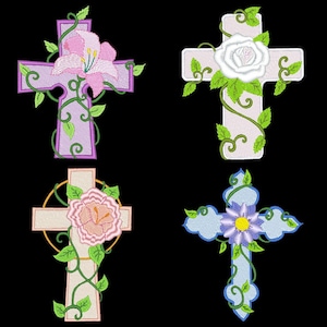 FLORAL CROSSES (4inch) - 10 Machine Embroidery Designs Instant Download ...