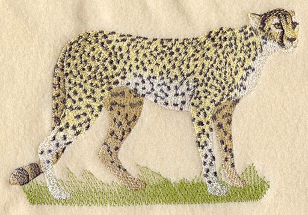 CHEETAH Machine Embroidered Quilt Block azeb - Etsy