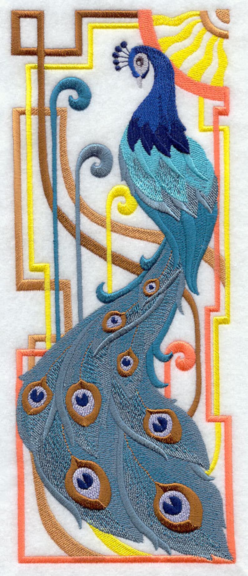 ART DECO PEACOCK - Machine Embroidery Quilt Block (azeb) - Etsy UK