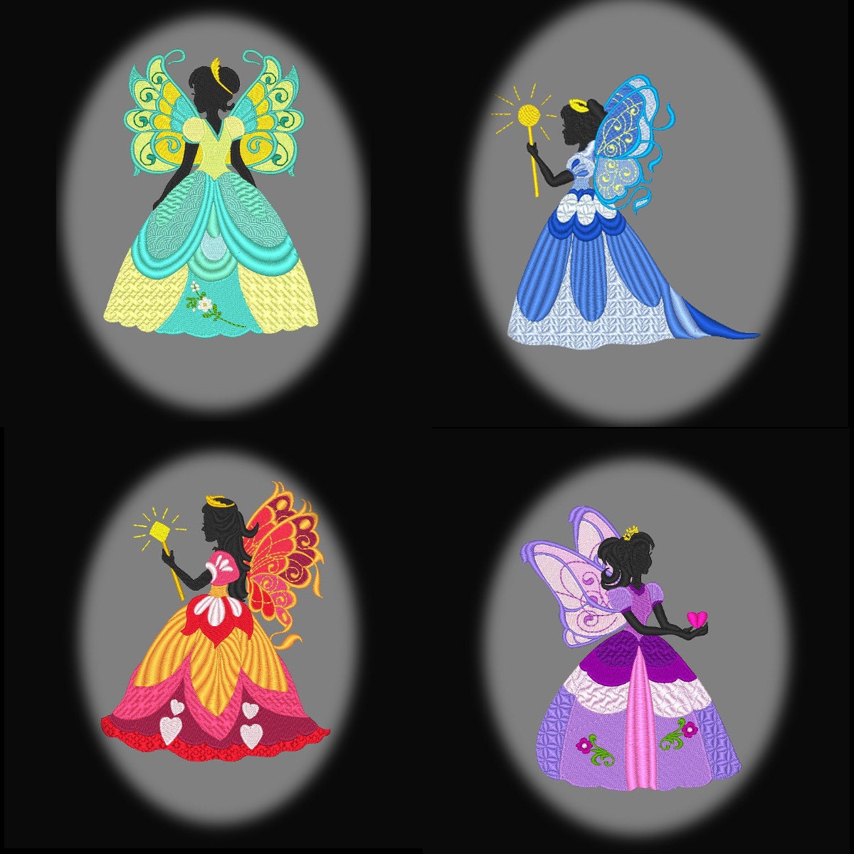 PRINCESS FAIRIES (4inch)- 10 Machine Embroidery Designs Instant ...