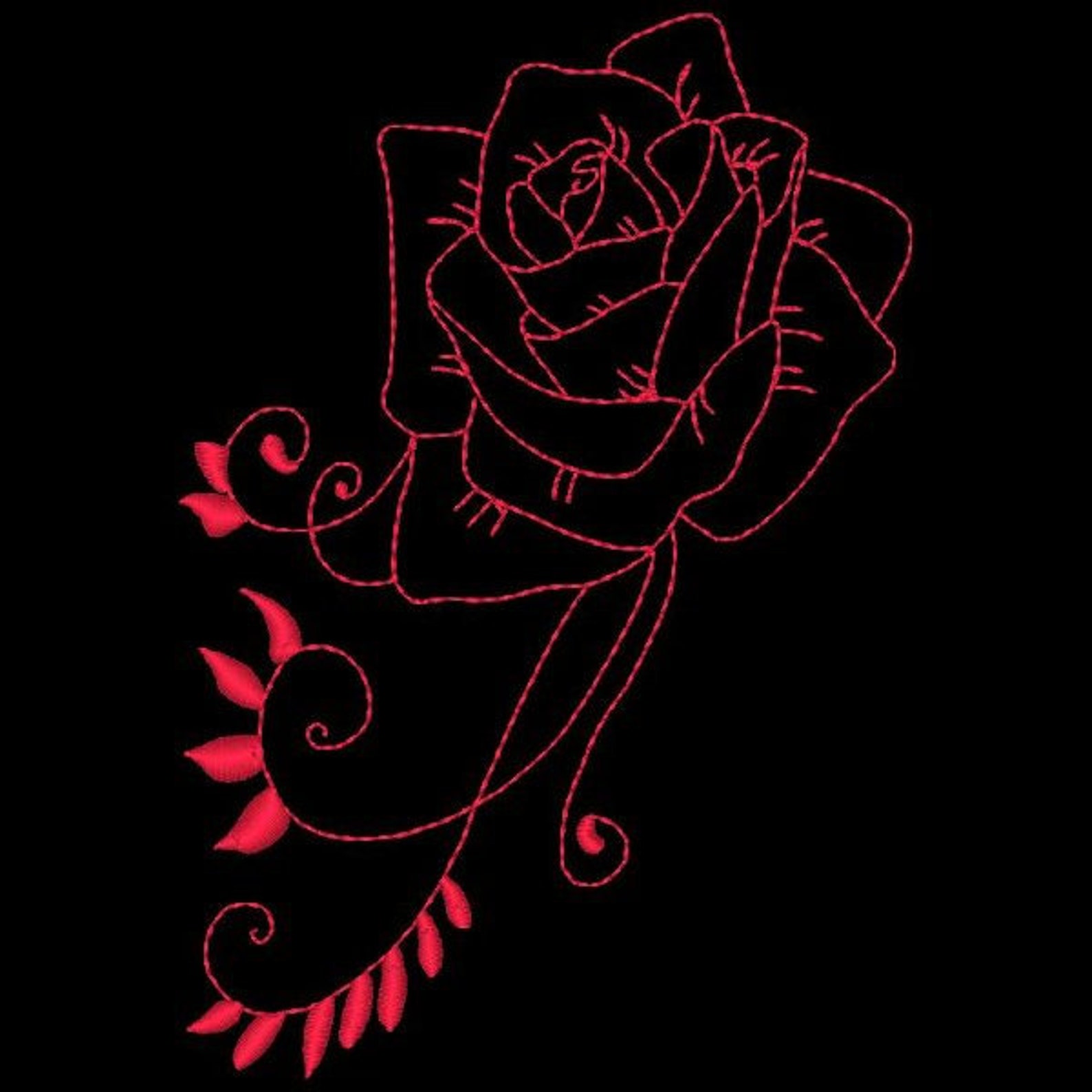 BEAUTIFUL REDWORK ROSES 4inch 10 Machine Embroidery | Etsy