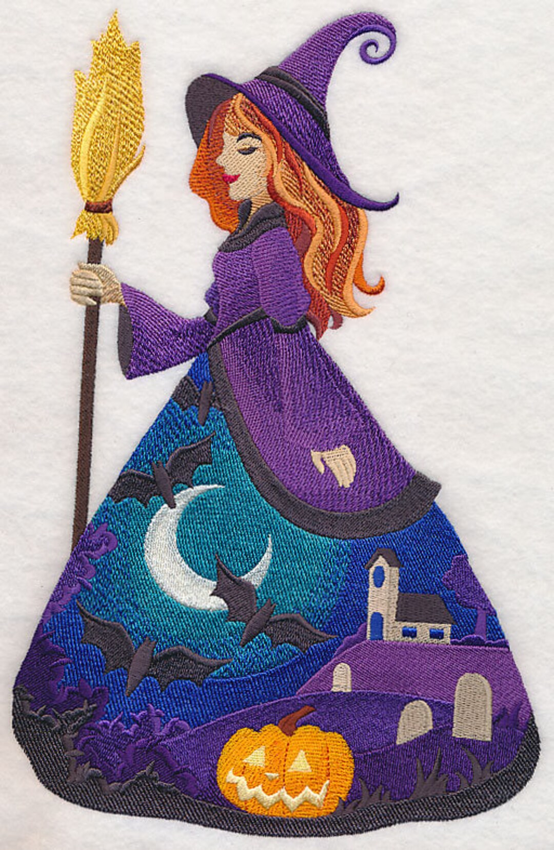 BEWITCHING BEAUTY Machine Embroidered Quilt Block azeb - Etsy
