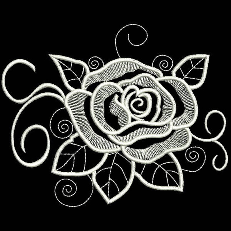 WHITE ROSE 5 INCH Size 10 Machine Embroidery Designs - Etsy