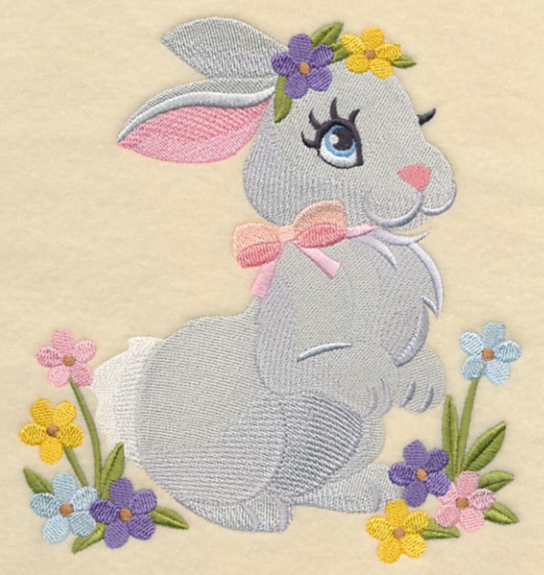 SWEET SPRING BUNNY - Machine Embroidered Quilt Block (azeb) - Etsy