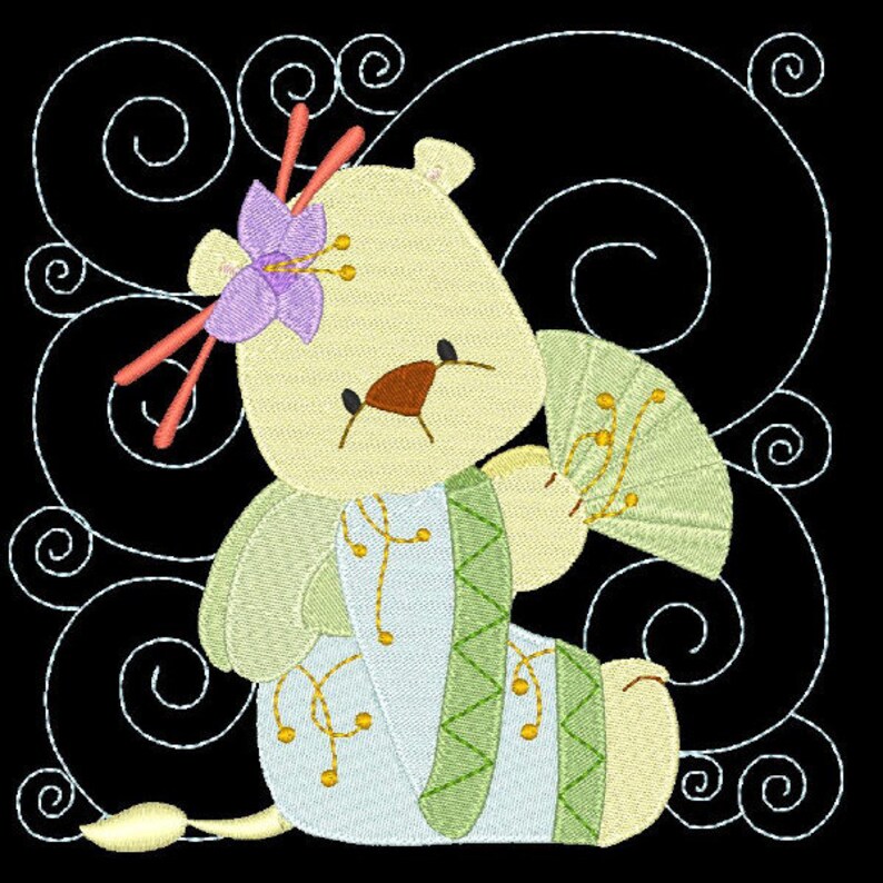 GEISHA ANIMALS (6inch) - 12 Machine Embroidery Designs Instant Download ...