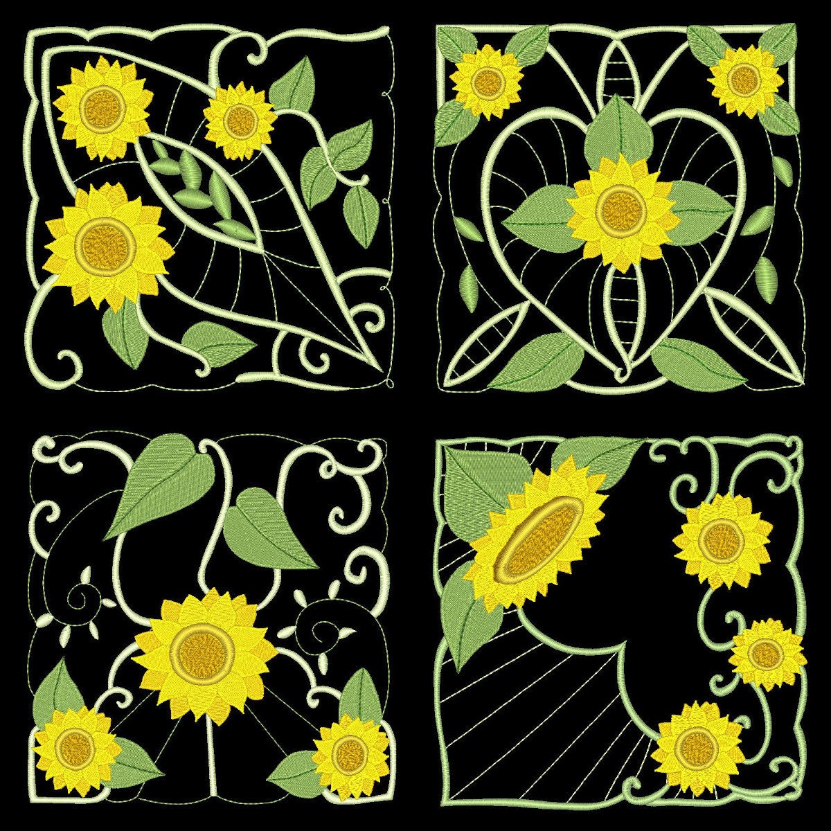 SUNFLOWER BLOCKS 5inch 12 Machine Embroidery Designs - Etsy