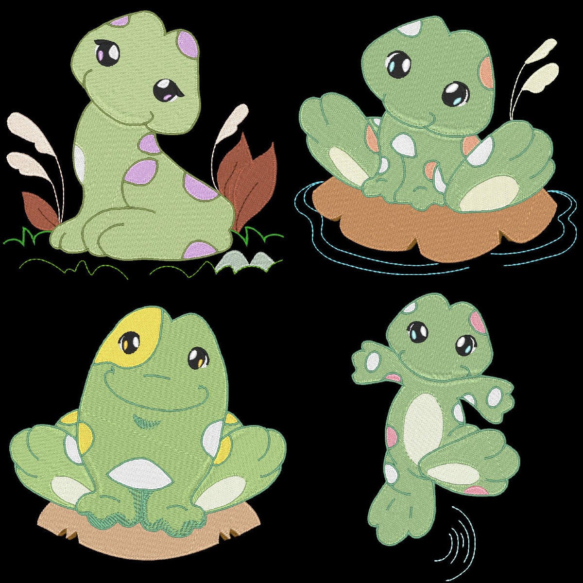 FANCIFUL FROGS 6 pulgadas 10 diseños de bordado de máquina | Etsy