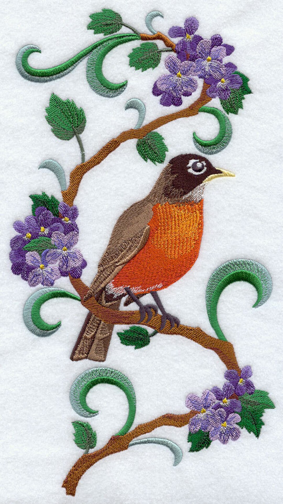 WISCONSIN ROBIN & WOOD Violet Medley - Machine Embroidery Quilt Block ...