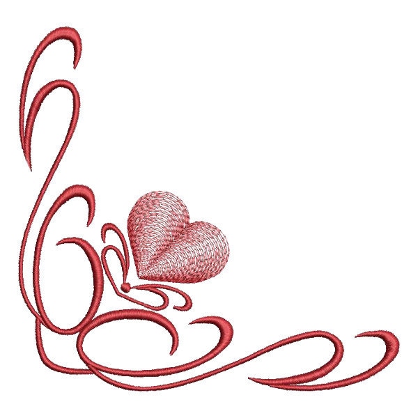 HEART CORNERS 4inch 10 Machine Embroidery Designs Instant | Etsy
