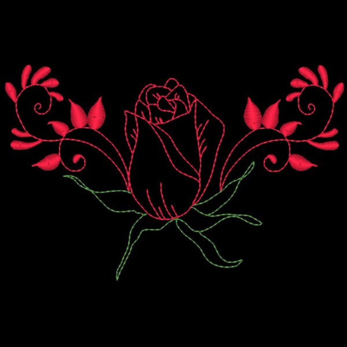 BEAUTIFUL REDWORK ROSES 4inch 10 Machine Embroidery | Etsy