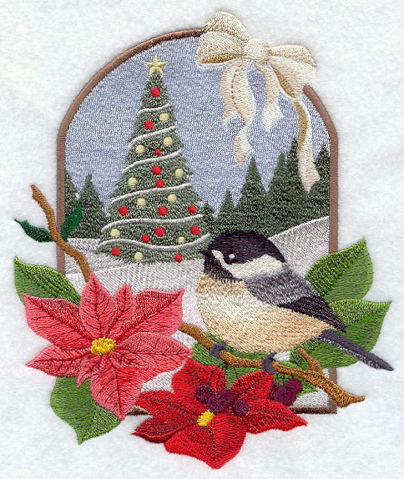 CHICKADEE & CHRISTMAS TREE country Christmas Machine - Etsy