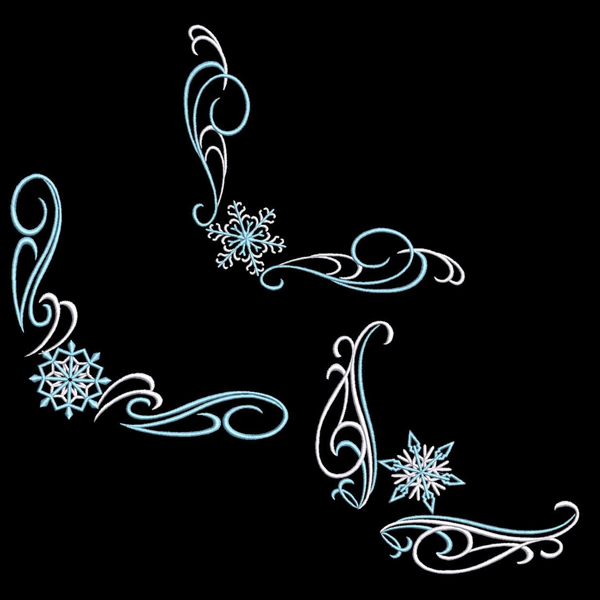 SNOWFLAKE CORNERS (4inch) - 10 Machine Embroidery Designs Instant ...